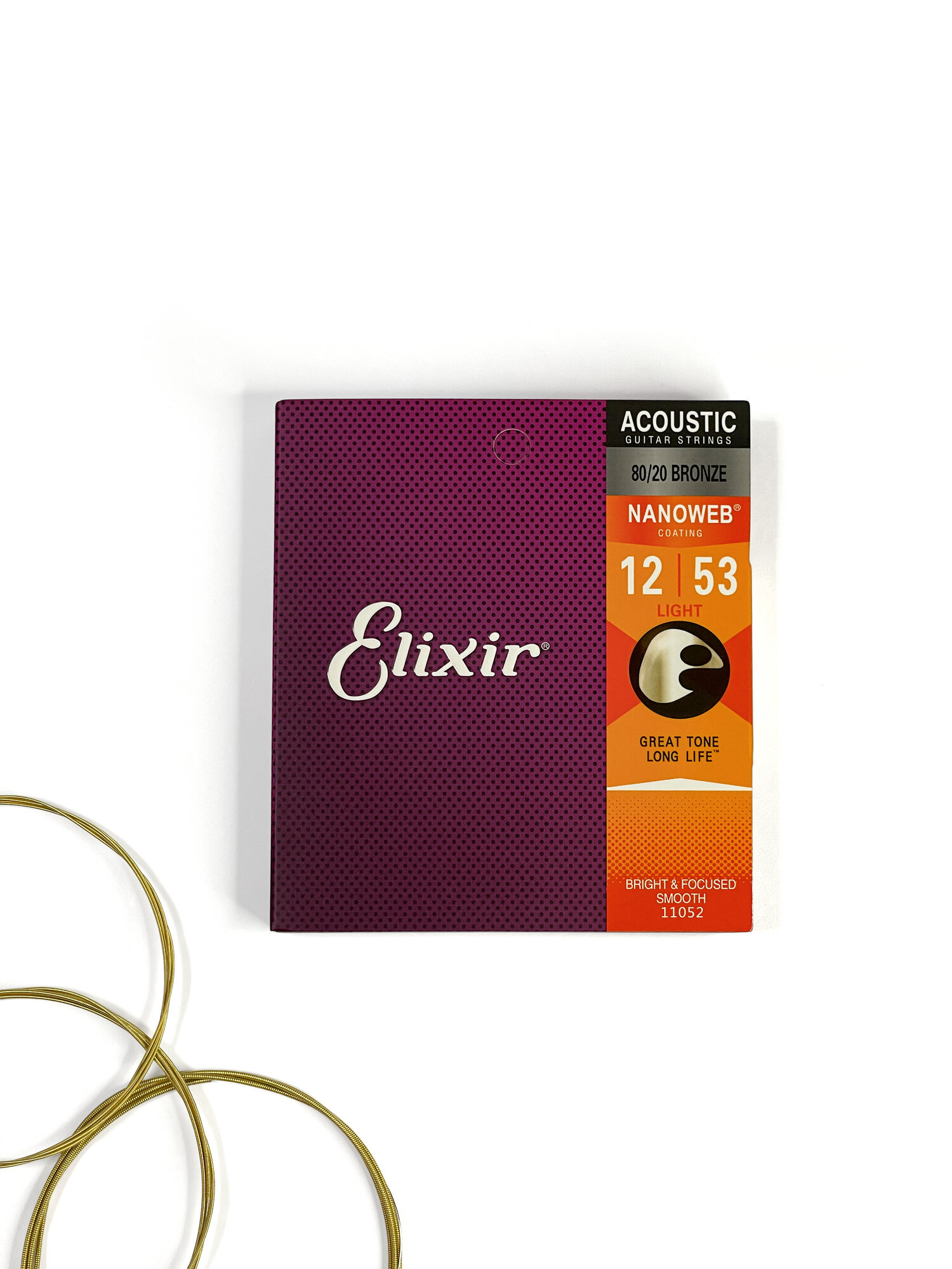 Струны Elixir 80/80 Bronze Nanoweb Light, акустик гитара, 12-53, 11052
