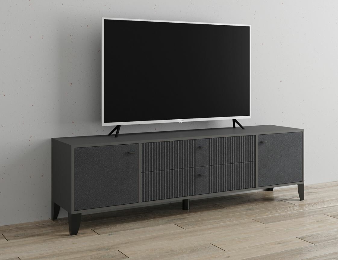 Тумба под телевизор на ножках, с ящиками, Тумба ТВ Парус-10 графит/гранит лофт, 180*53*40 см МДФ