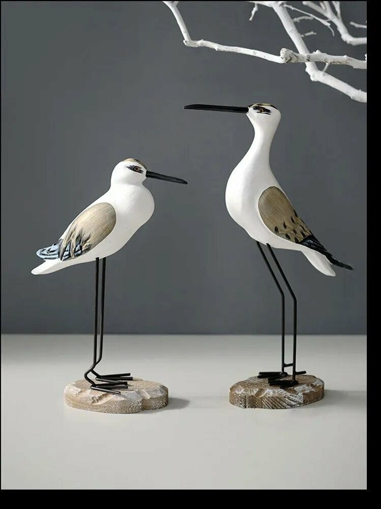 Фигурки декоративные "Чайки", дерево, ручной работы, синие, 36см