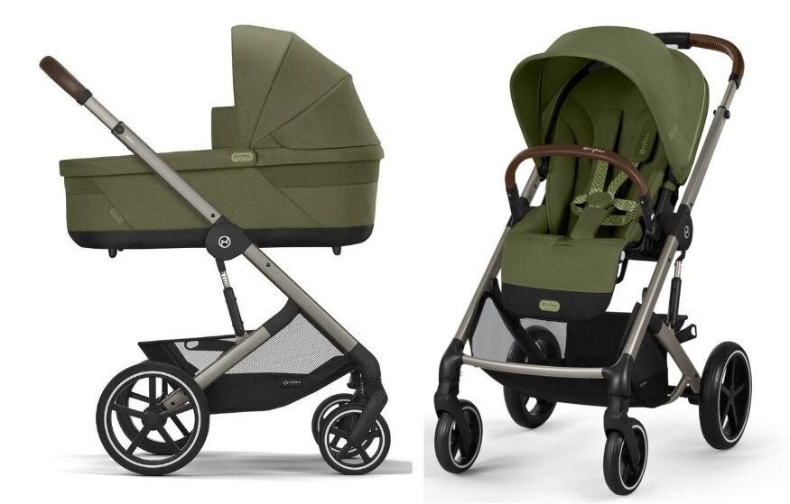 Коляска Cybex Balios S Lux, 2 в 1, EVA, 2 дождевика, люлька и прогулочный блок moss green