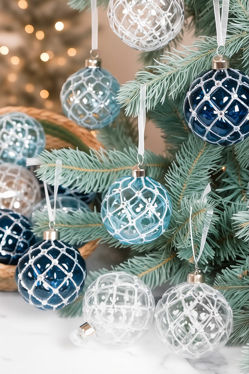 Набор ёлочных шаров ледяная гавань, стекло, 8 см, 12 шт, Winter Deco 1001336