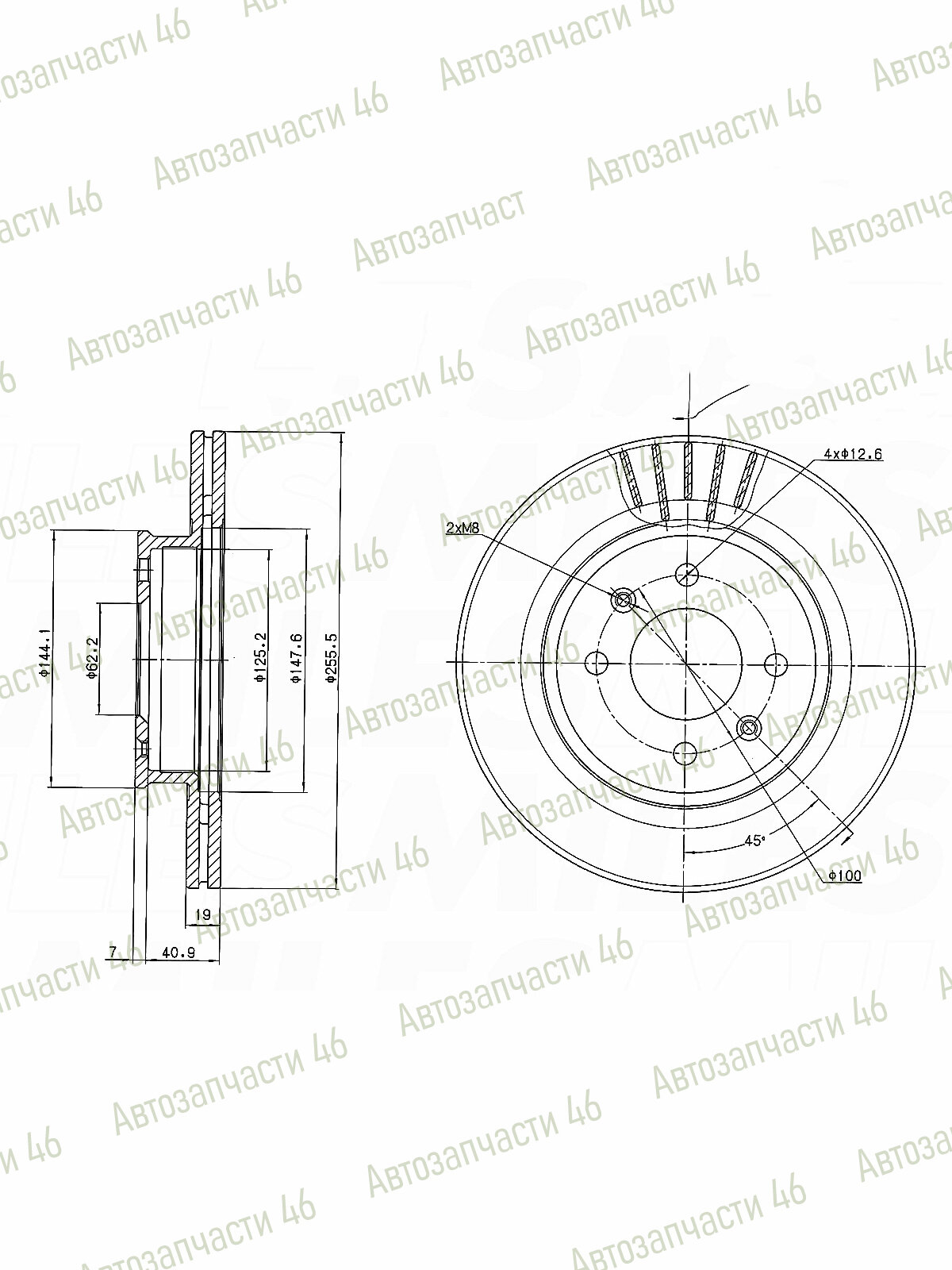 Диск тормозной передний с абс R-14 Хундай Гетс Hyundai Getz Miles