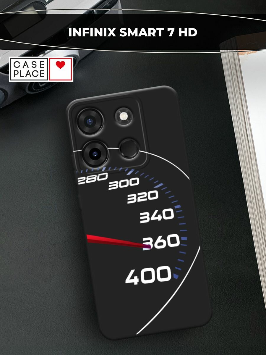 Черный матовый чехол на Infinix Smart 7 HD / Инфиникс Смарт 7 HD с принтом Скорость 360 6