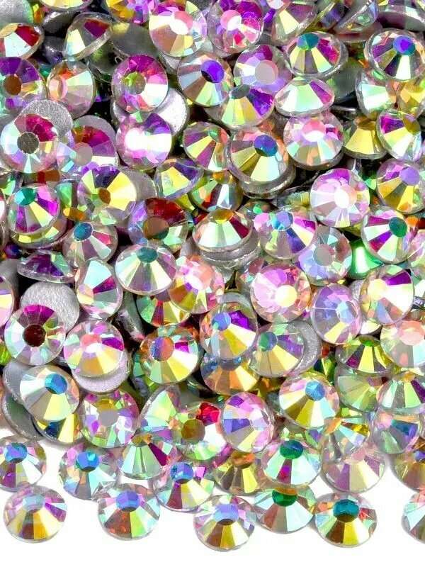 1440 штук Crystal AB Mix Size Стразы клеевые холодной фиксации для лица, макияжа, одежды