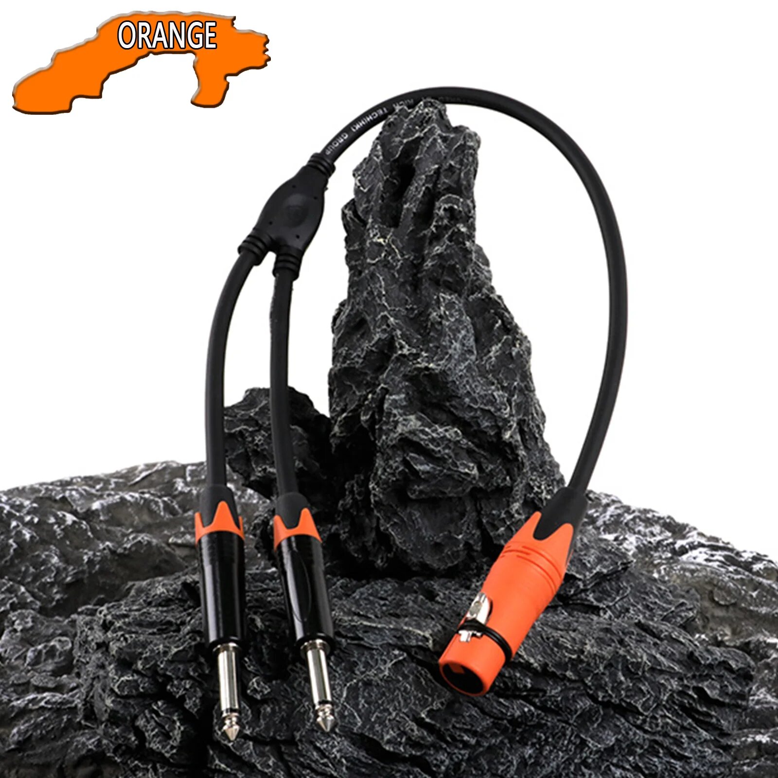 XLR разветвитель на два 1/4 дюйма GuerGuo Orange-Black Cable, 0.3M