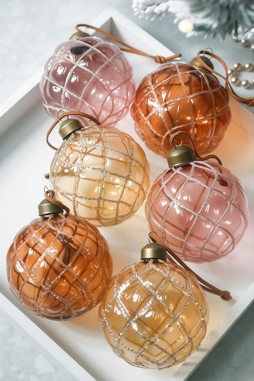 Набор ёлочных шаров рифьяно, стекло, 8 см, 6 шт, Винтер Деко (Winter Deco) 4060336