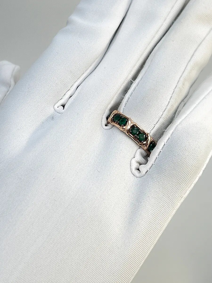 Кольцо, красное золото, 375 проба, изумруд