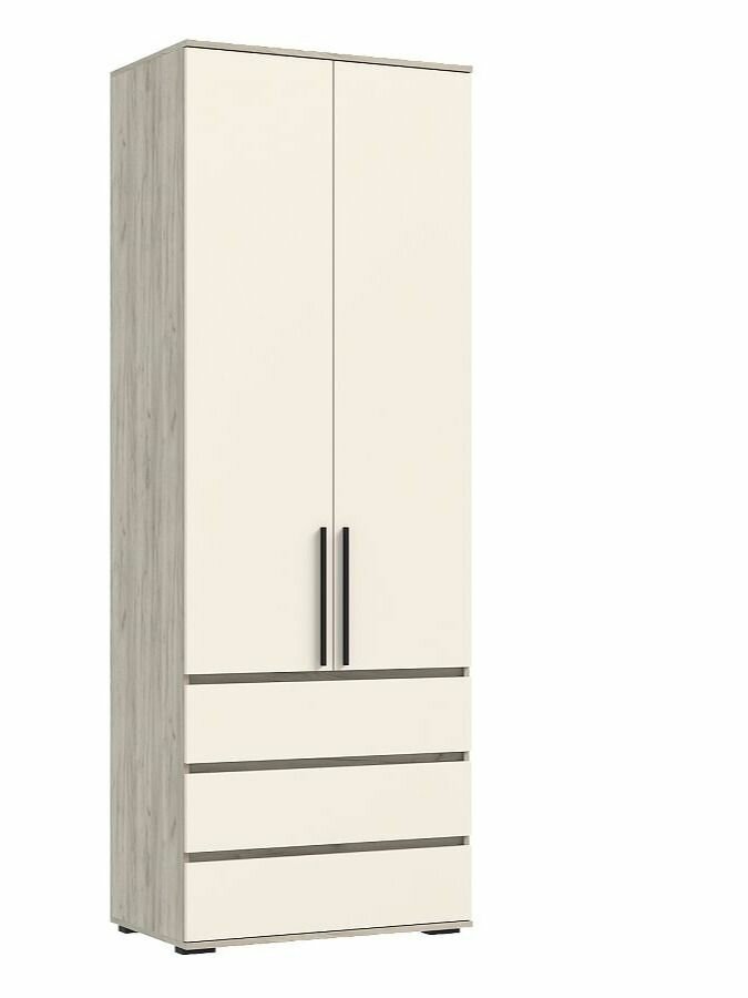 Норд Шкаф 2-х ств. 80 см. с ящиками. Кашемир, Дуб Крафт серый