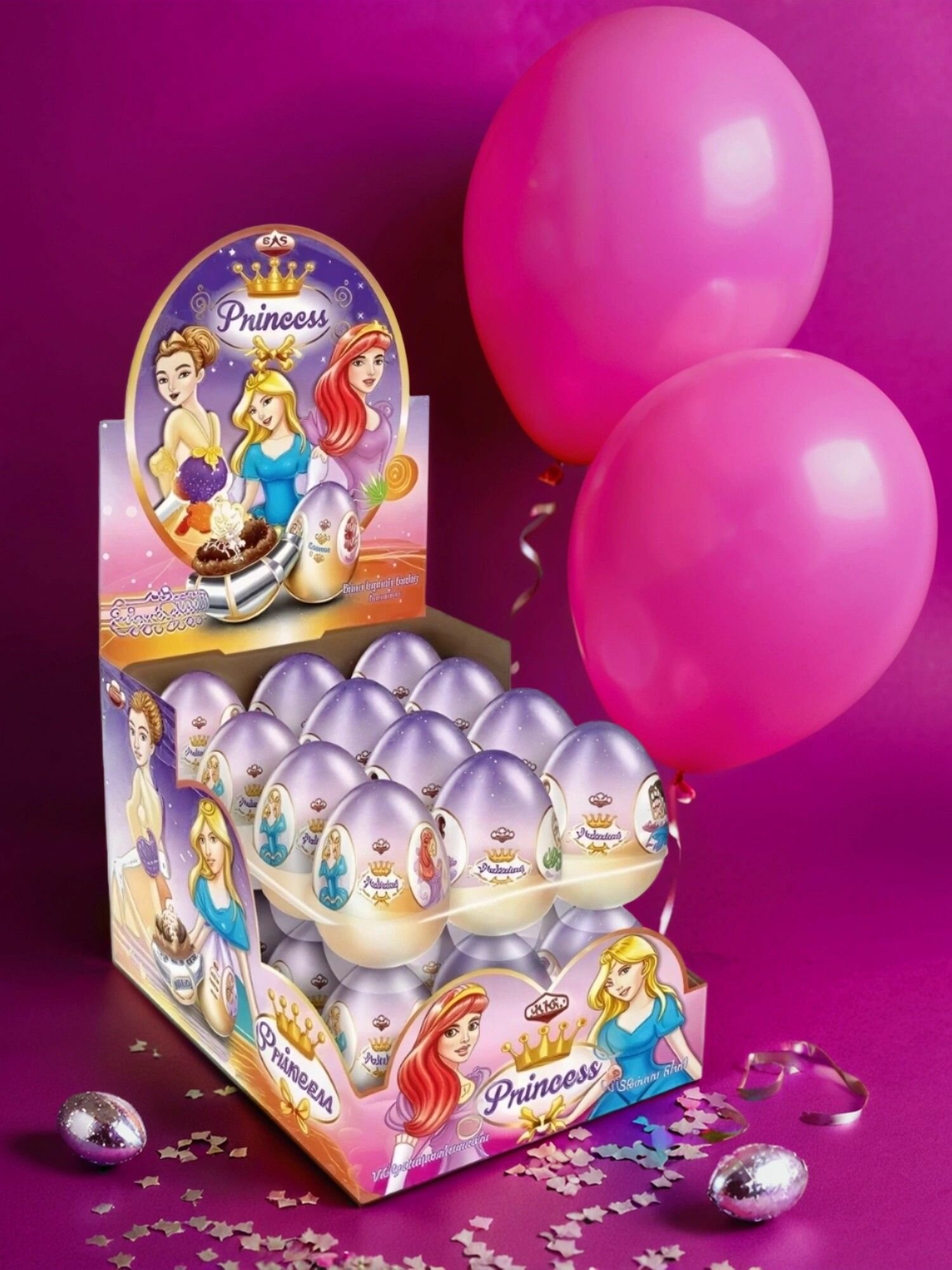 Шоколадные яйцо Принцессы 24шт. по 25гр.