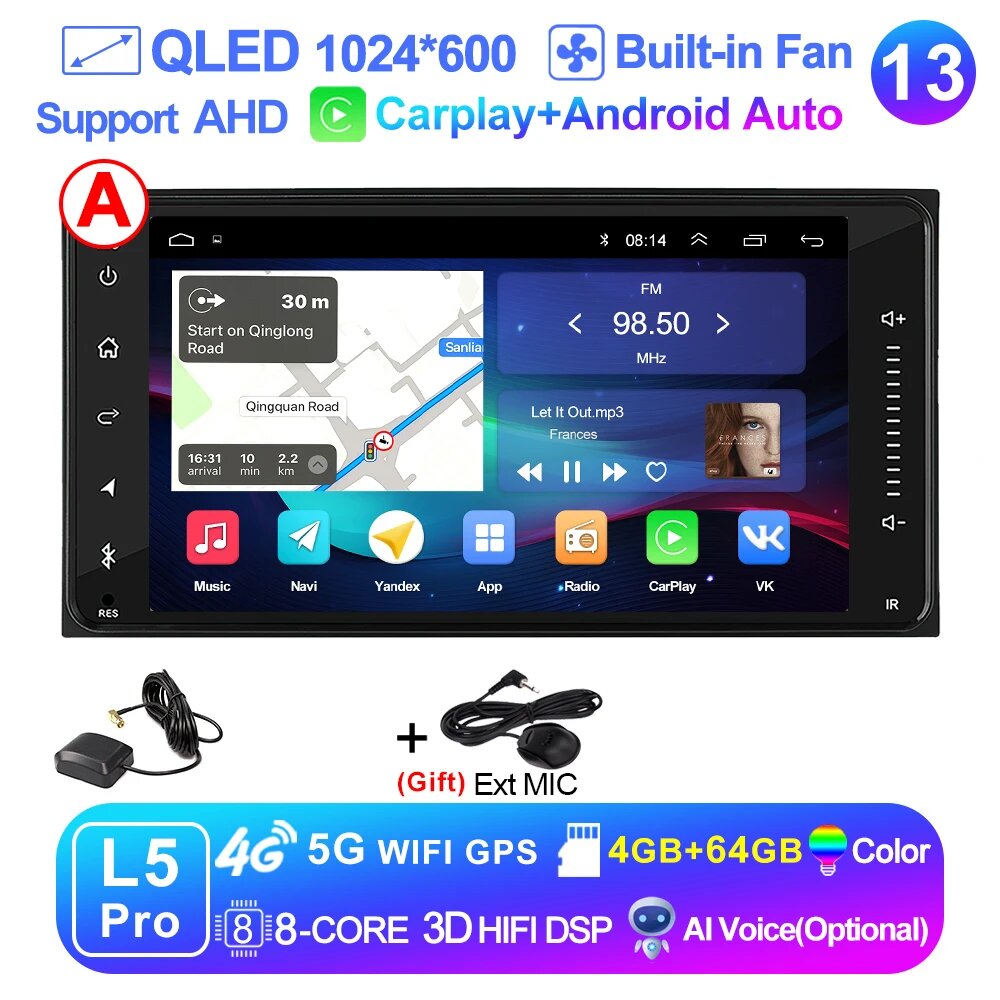 LEHX 2DIn Raido Стерео Автомобильный Android 14 Мультимедийный плеер Для toyota vios crown camry hiace corolla rav4 autoraido carplay gps dvd