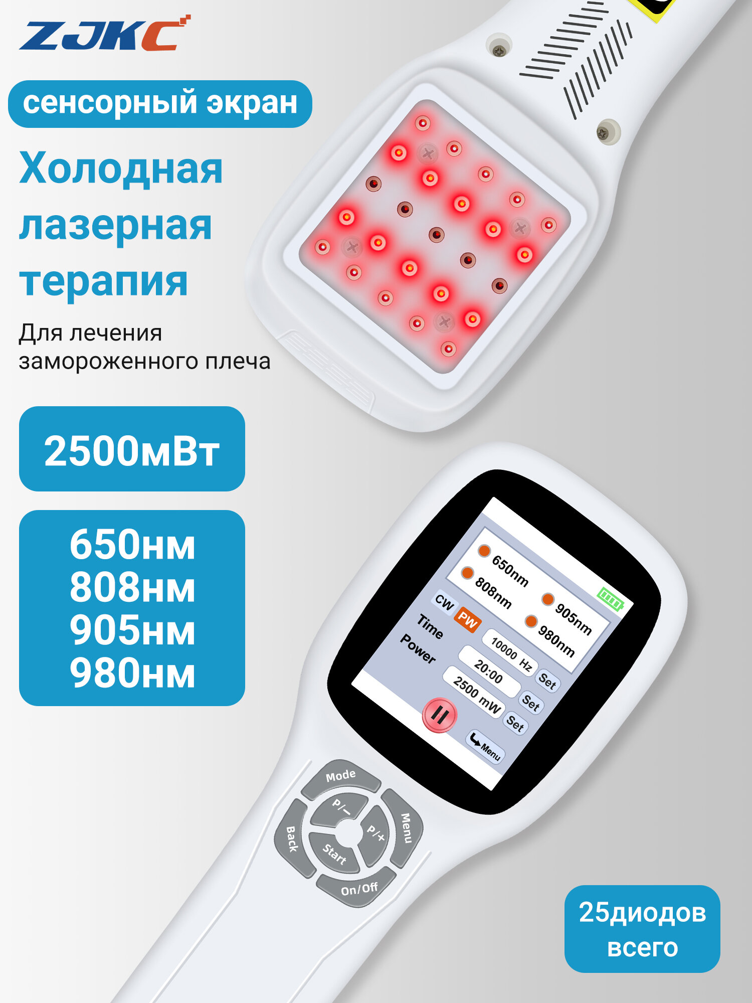 Низкоинтенсивная лазерная терапия 2,5 Вт для лечения хронической боли в суставах и повреждений мышц.