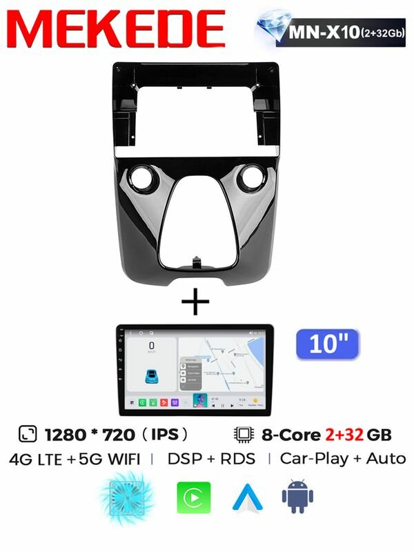 Магнитола 10.2" Mekede MN X10 Pro 2/32 Gb Peugeot 108 Toyota Aygo B40 2014-2021 F1 carplay