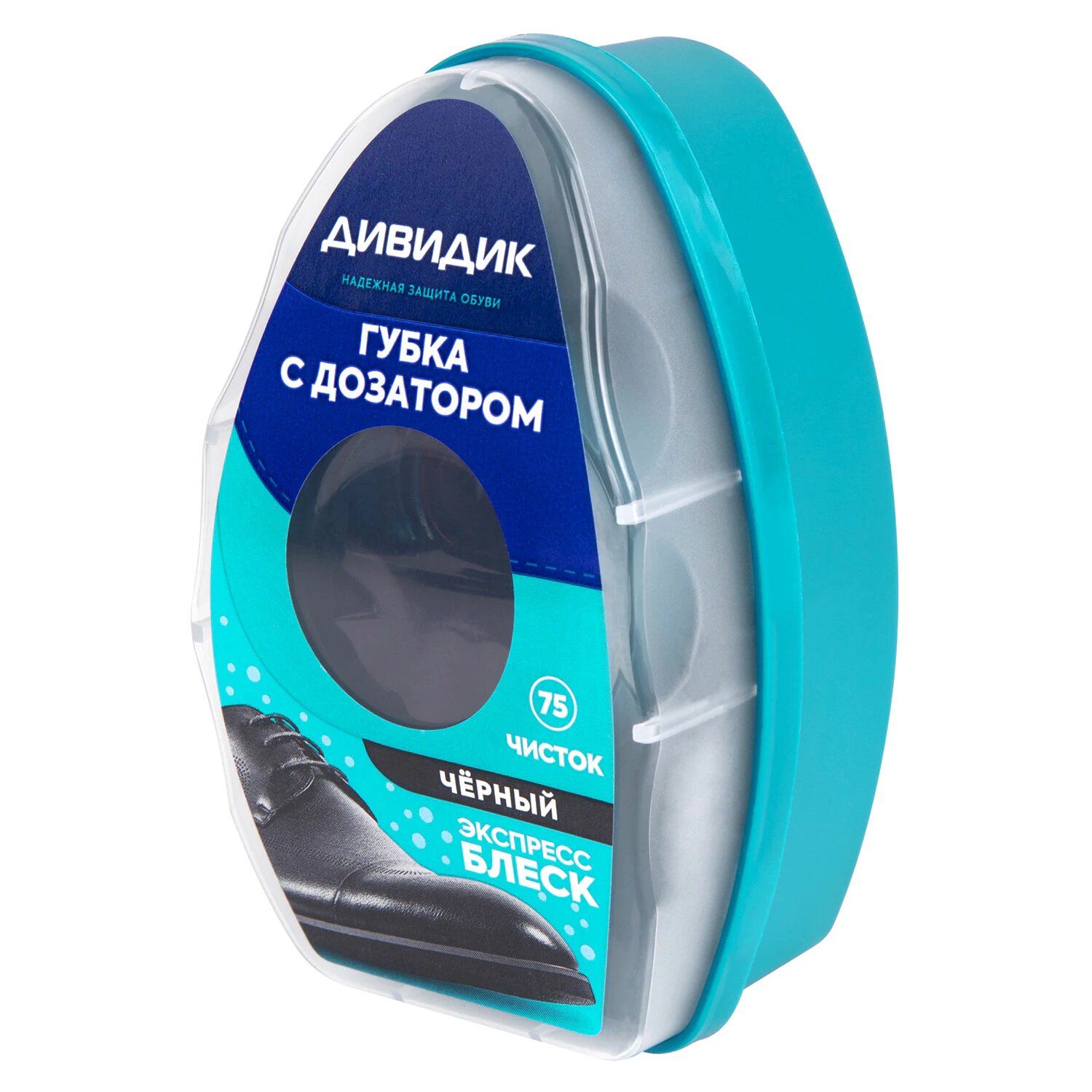 Губка для обуви из гладкой кожи, черная, с дозатором, дивидик, 3шт.
