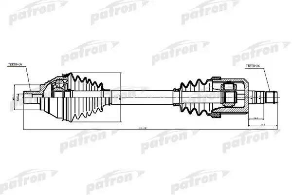 Полуось Patron PDS6876, для Volkswagen Passat, передняя, левая