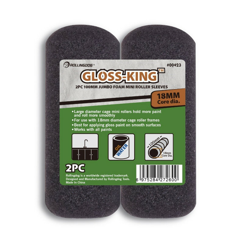Набор валиков Rollingdog GLOSS-KING 100 мм, 2 шт, каркас 18 мм, поролон, серия Professional, арт.00423 (оригинал)
