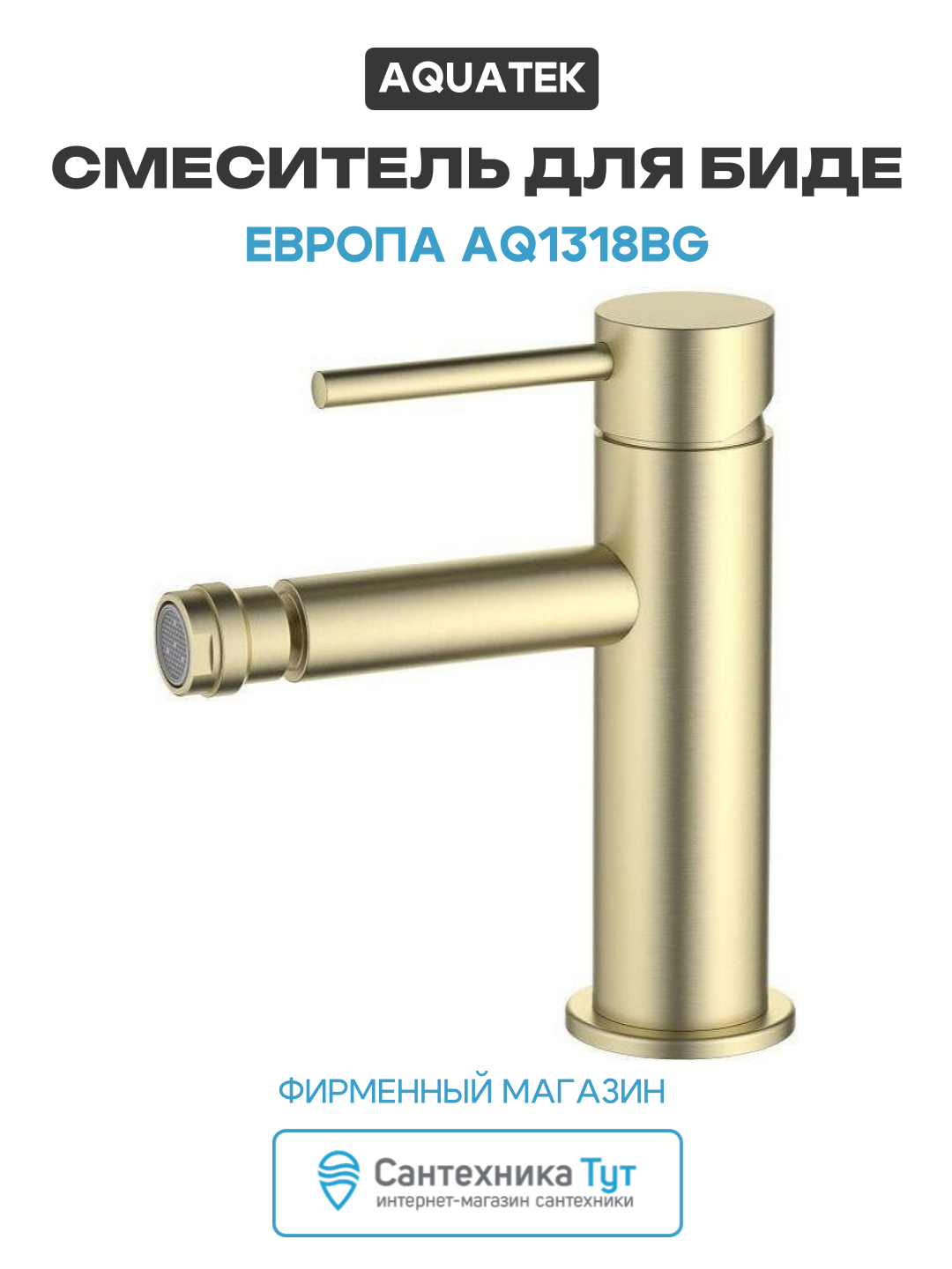 Смеситель для биде Aquatek Европа AQ1318BG Золото шлифованное, стильный дизайн