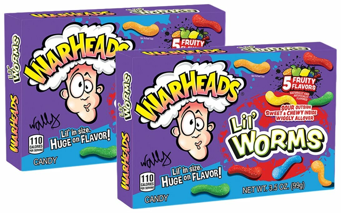 Кислые мармеладные червячки Warheads Sour Lil Worms (2 шт. по 99 гр.)