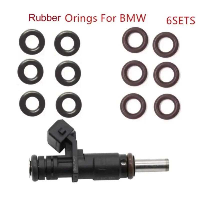 6 комплектов уплотнений топливной форсунки для BMW E63 E64 E65 E66 E90 E91 E92 E93 N52B25 2.5L 7531634 Запасные части (AY-RK326)