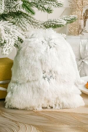 Мешочек для подарков флаффи, полиэстер, белый с серебром, 21х17 см, Kaemingk 520209-2