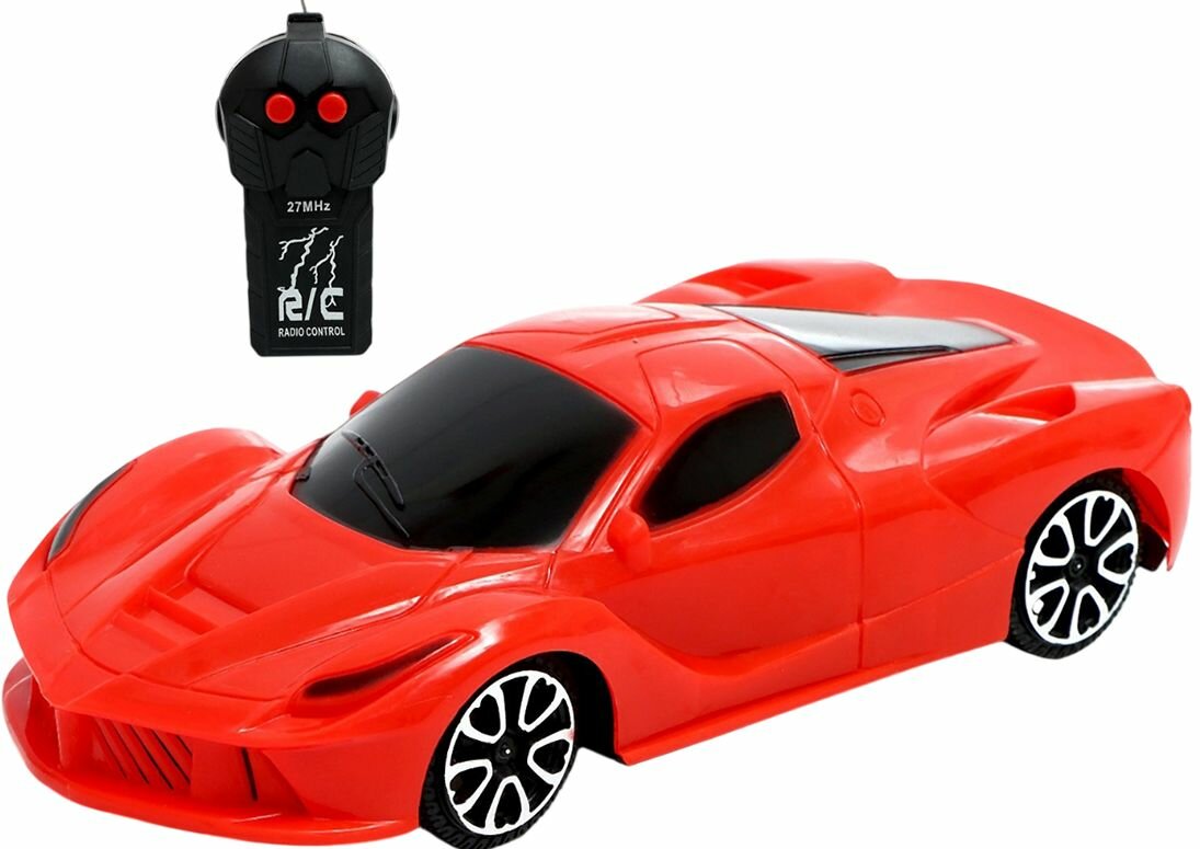 Машинка "Спорт-кар" на дистанционном управлении, машина радиоуправляемая, детский игрушечный транспорт, работает от батареек, цвет красный
