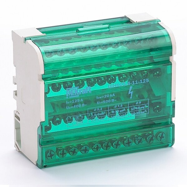 Кросс-модуль на DIN-рейку 4х11 групп, 3L+PEN 125А DEKraft ШН-103 (шина)