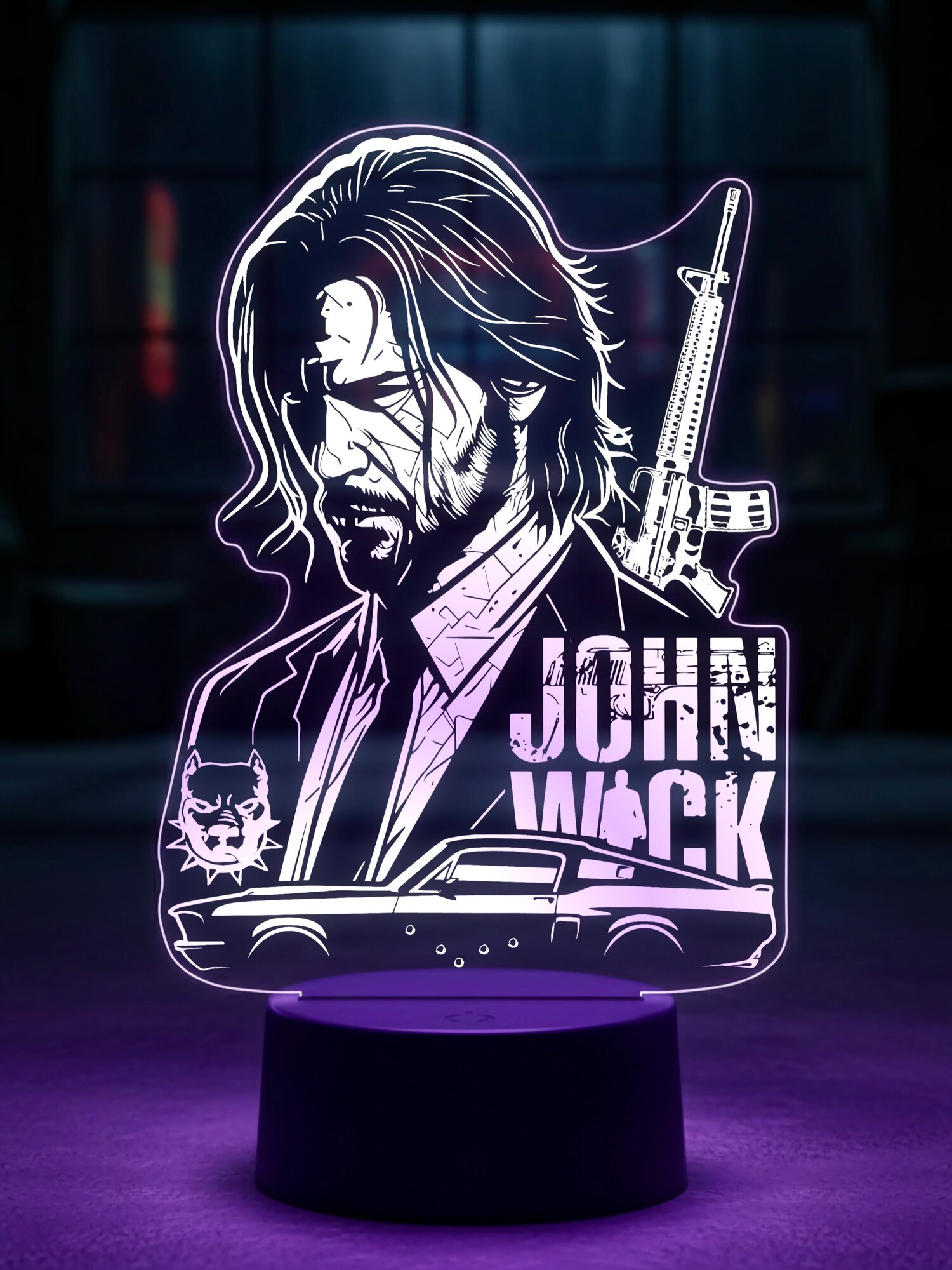 Ночник Фильм Джон Уик - John Wick. Подарок киноману — атмосферный декор в комнату по любимым фильмам: культовые герои, легендарные сцены и цитаты, которые узнают с первого взгляда.