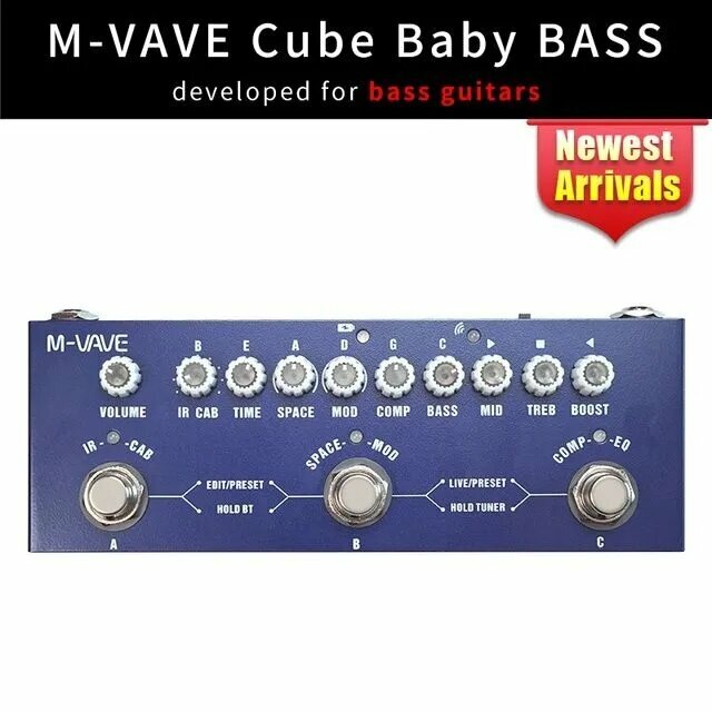 CUVAVE/M-VAVE Cube Baby Электрогитара Комбинированный Гитарный Эффектор Bass Stompbox Effector