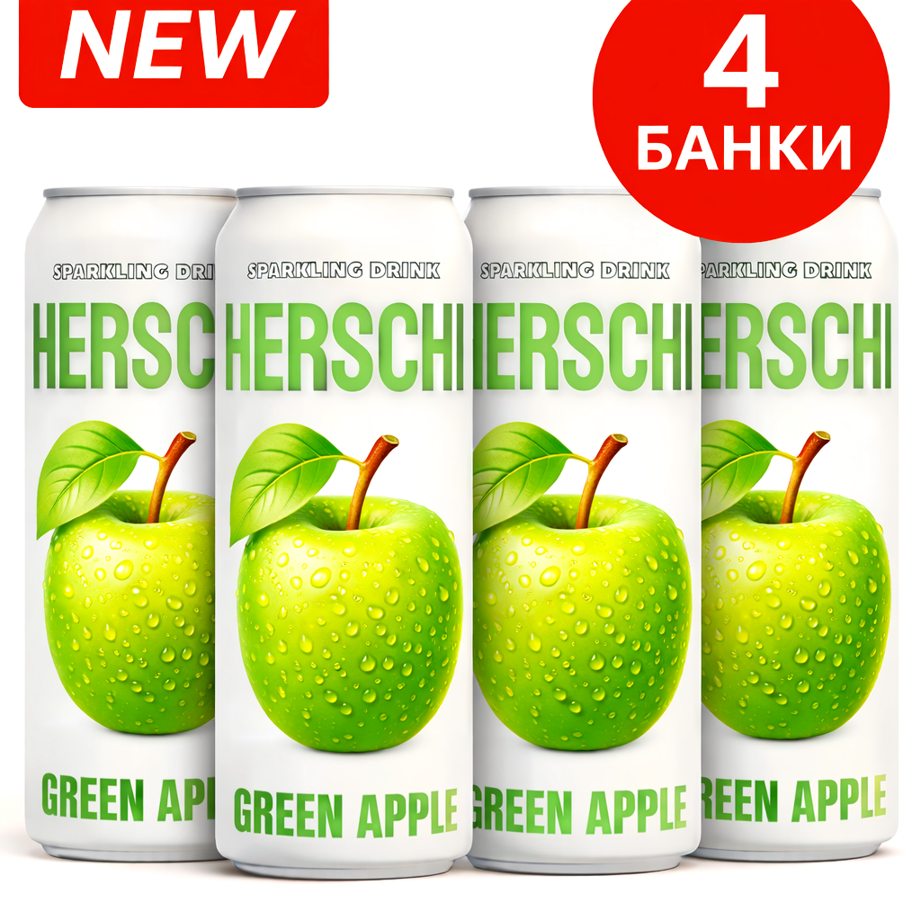 Напиток газированный HERSCHI со вкусом Яблока 4шт*450мл