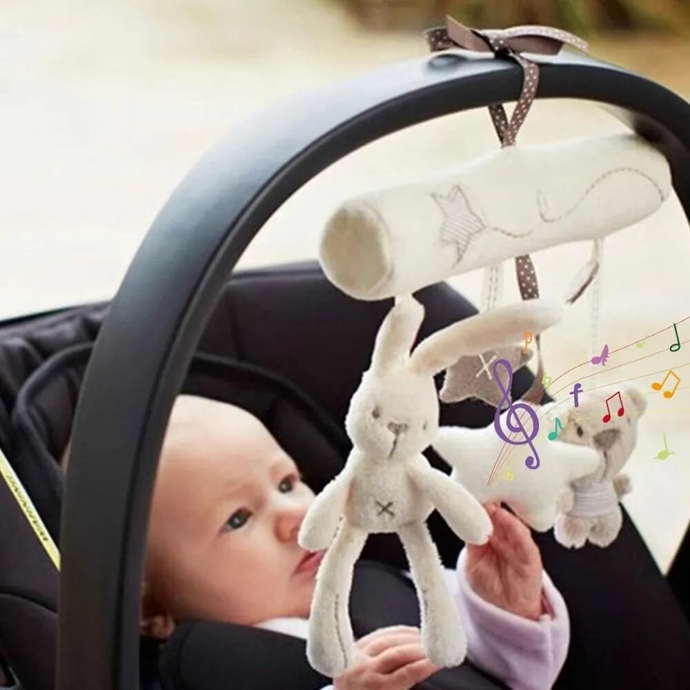 Для новорожденного 0+, Подвесная мягкая игрушка шуршалка для мальчиков и девочек на коляску и кроватки. Прорезыватель для зубов.