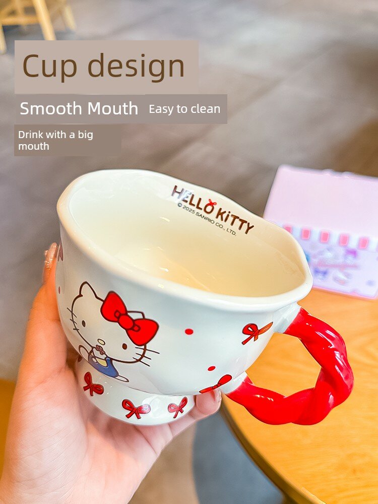 Керамическая кружка Hello Kitty для девочек, стильный подарок на день рождения, милая чашка для воды и кофе для дома （