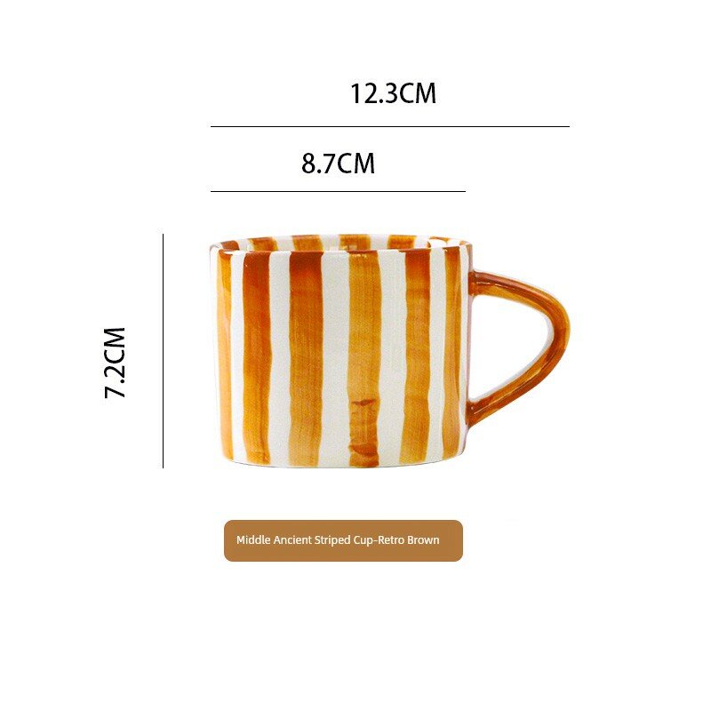 Кружка в скандинавском средневековом стиле, расписная вручную полосатая кофейная чашка, высококачественная чашка для