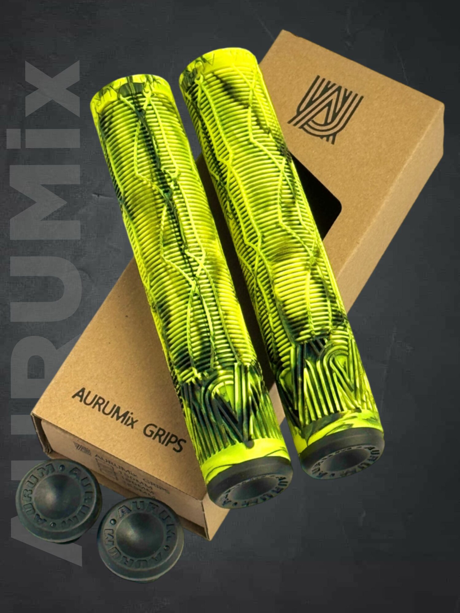 Грипсы для трюкового самоката велосипеда bmx AURUMix Classic 165 мм Желтый/черный