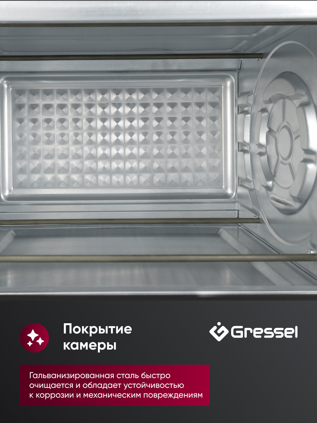 Мини-печь настольная Gressel 40 литров, антрацит, 3 функции нагрева, механический таймер, термостат — фото 1