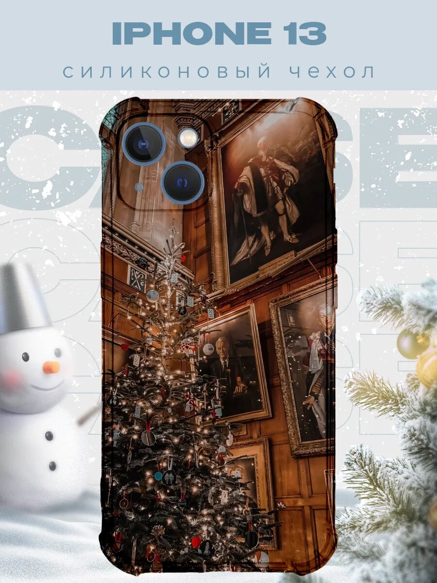 Новогодний чехол для телефона iPhone 13 елка
