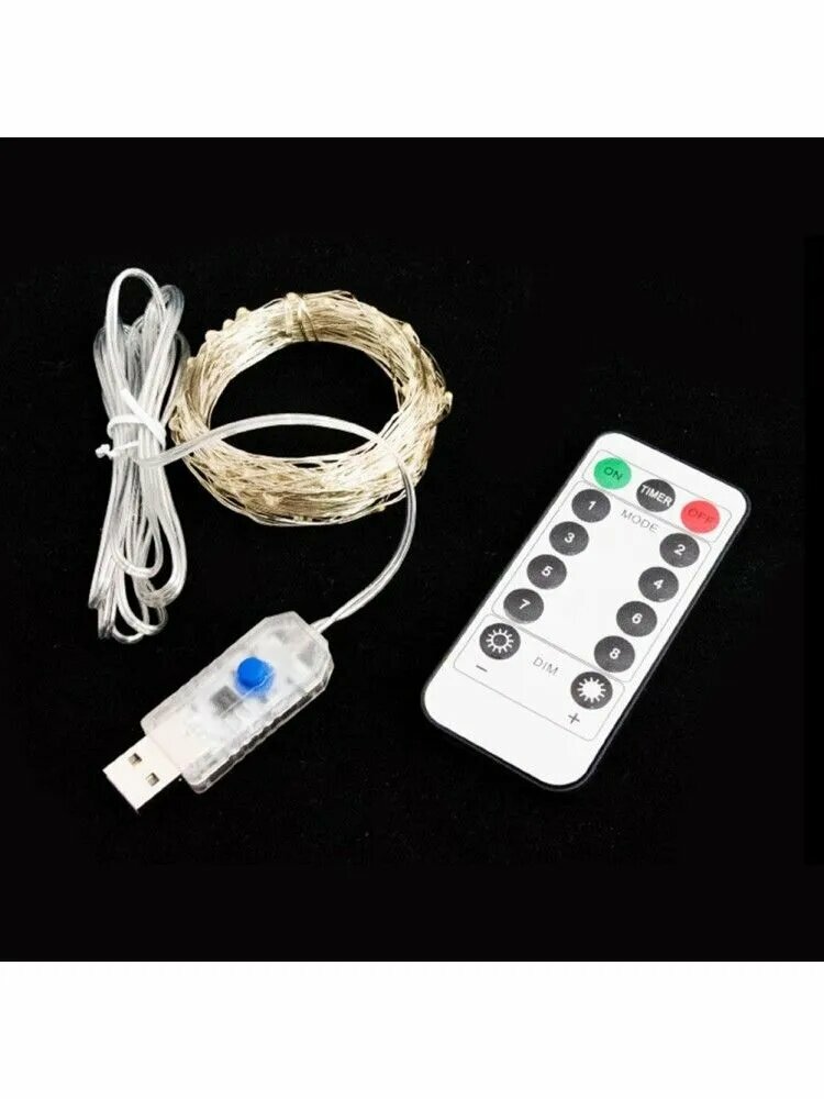 Электрогирлянда уличная Нить Светодиодная, 10 м, питание От порта USB, 1 шт