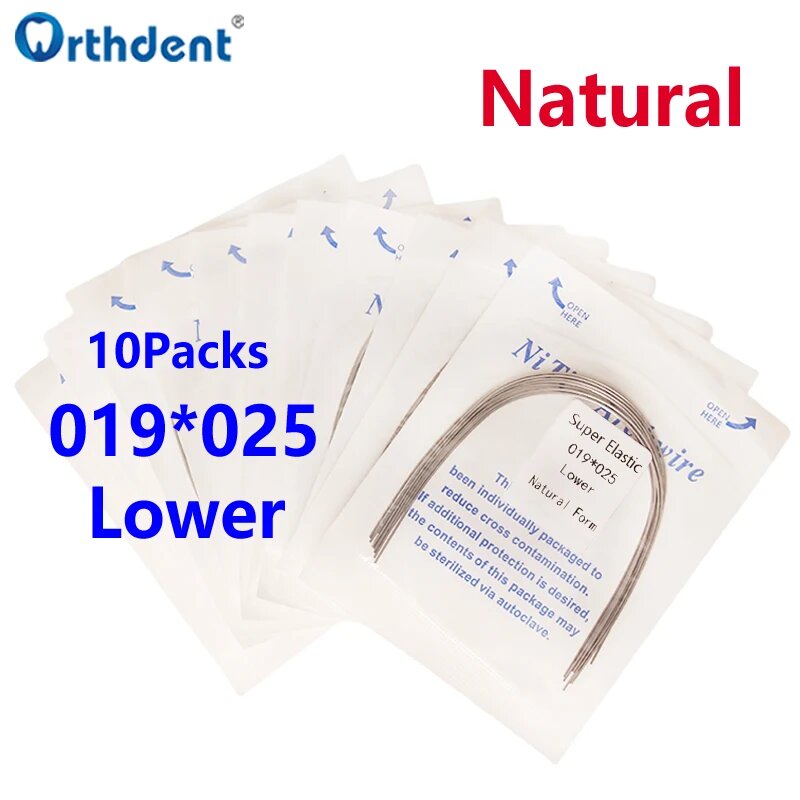 Нити ортодонтические NiTi Orthdent Natural 019x025Lower, 10 шт.