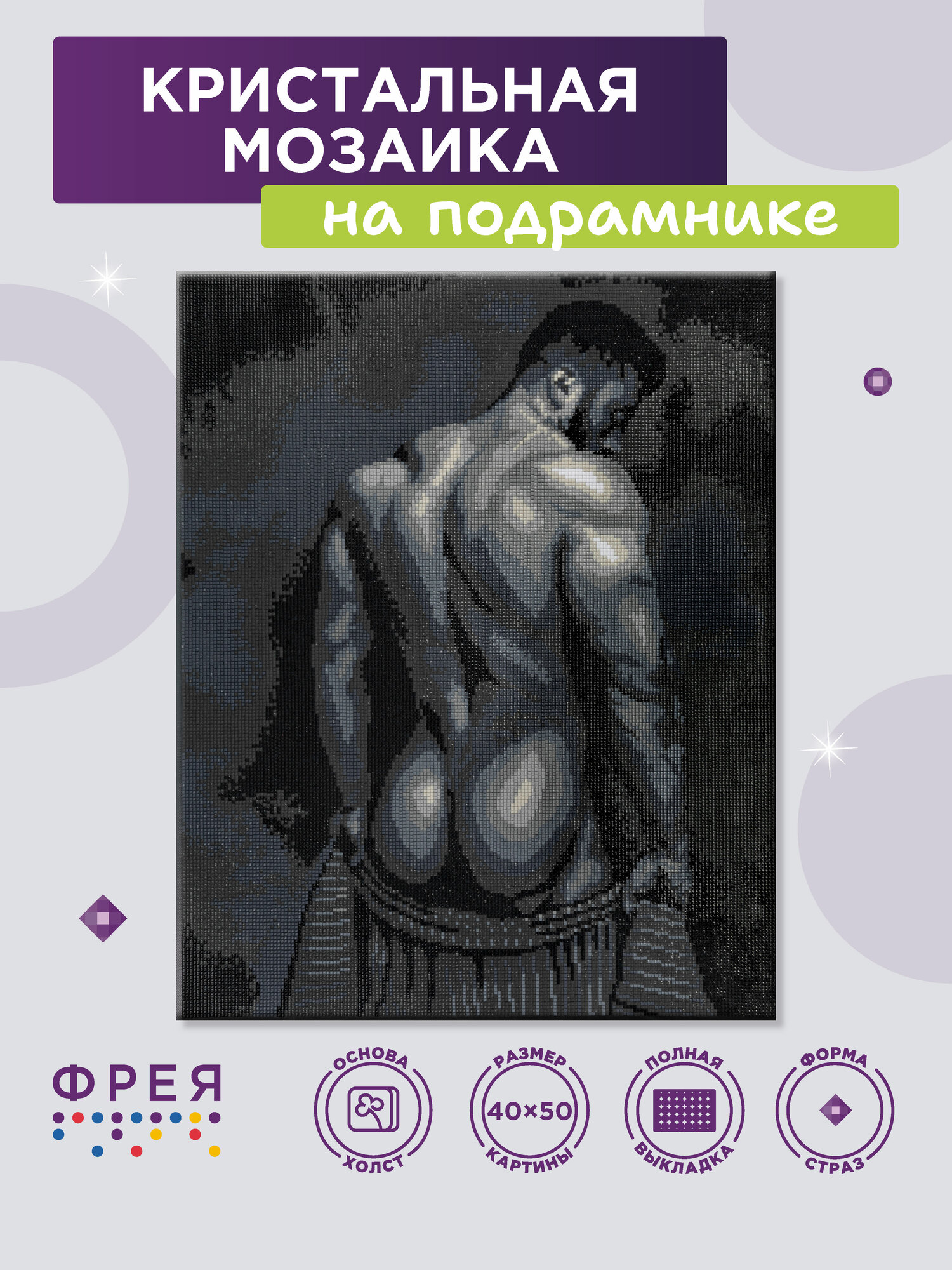 Алмазная (кристальная) мозаика с холстом на подрамнике 40 х 50 см "фрея" ALPD-176 "Силуэт"