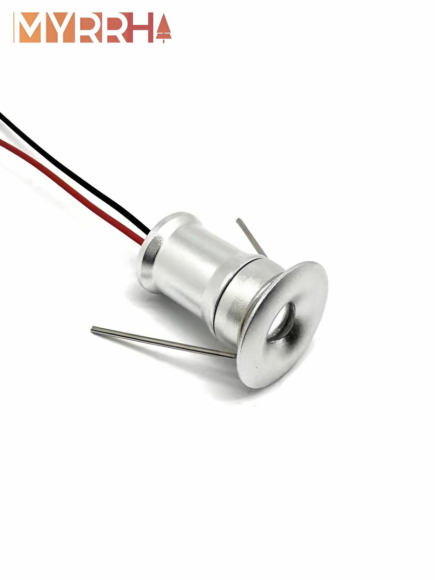 Встраиваемый светодиодный мини светильник 12V, 1W, диаметр 15 мм, серебристый