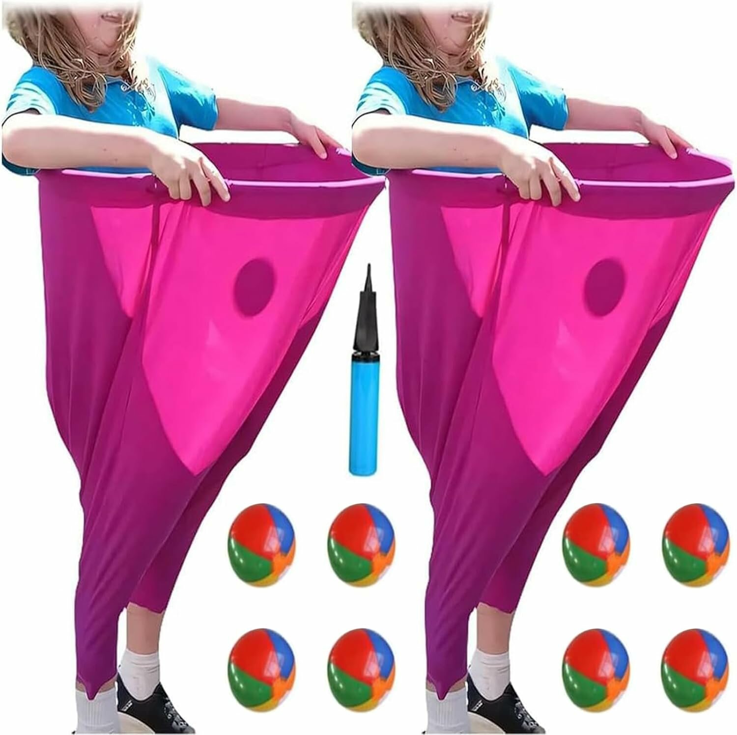 Набор для игры "Грэнни Пэнтс": 4 прыгучих мяча + насос для вечеринок, семейных праздников и командных игр