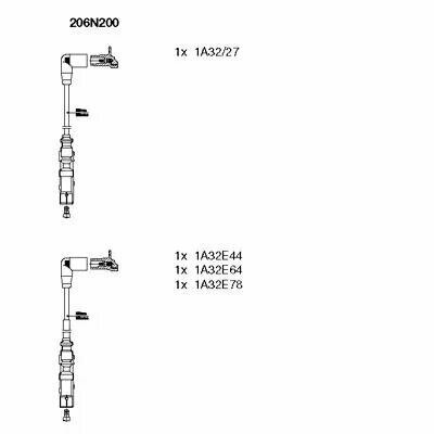 Провода высоковольтные Bremi 206N200, комплект, VW Bora 10, 98-05, 05 Caddy 04, 06 Golf 07, 98-06, 05 Touran 02, 06