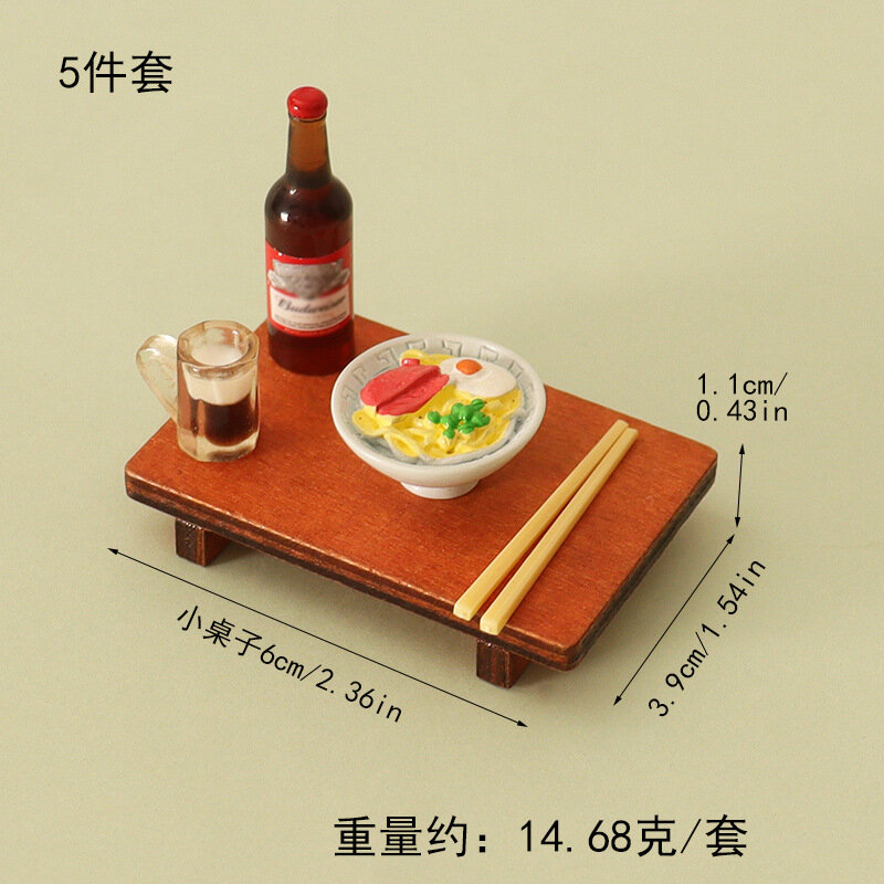 Миниатюрный набор рамен-винных стаканов для кухонных аксессуаров кукольного домика - 5 штук, аутентичная керамическая