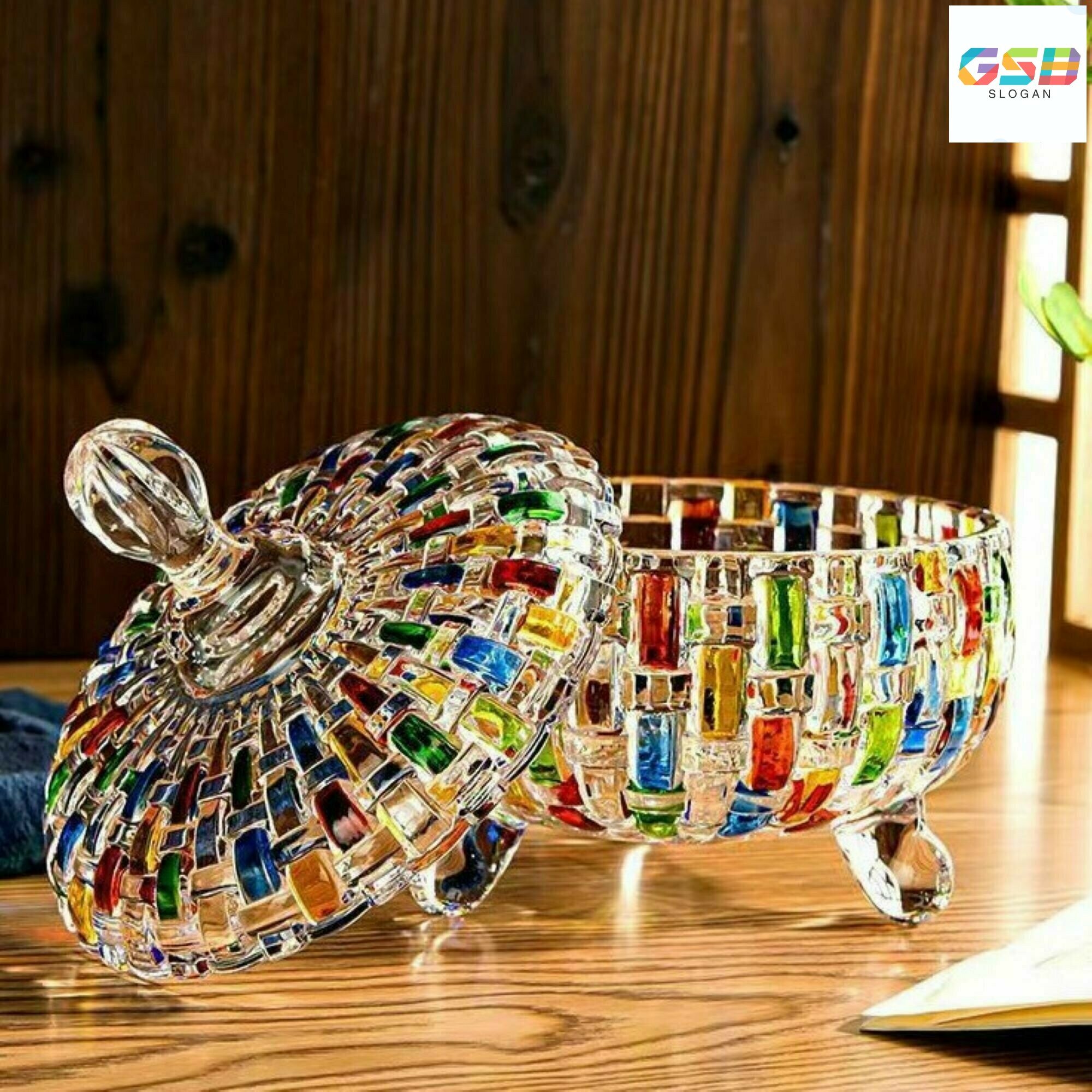 Большой, с тиснением в виде кристаллов, банка для хранения конфет, стеклянный материал, 400 мл, цветной, 1 шт