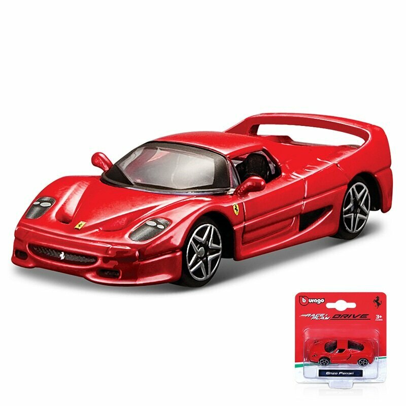 Модель машины Ferrari F50 масштаб 1:64, металлическая, спортивная, раллийная, из цинкового сплава и пластика ABS, с вращающимися колесами и четырехколесной амортизацией, размеры примерно 8 x 3.2 x 2.2 см, для подарка, коллекции, украшения, украшения