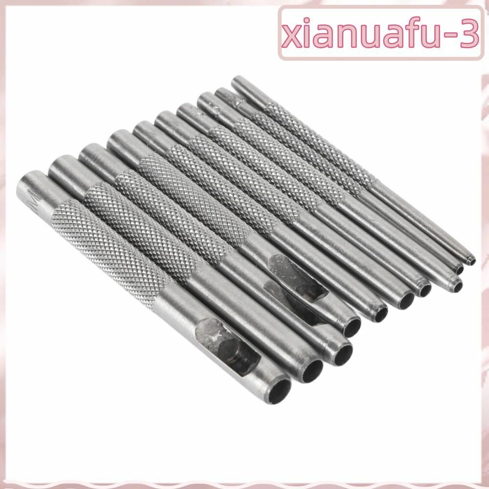 Набор 10 пробойников из термообработанной углеродистой стали, многофункциональные полые перфораторы для кожи, резины и тканей, с удобным кейсом для мастерской и ремонта