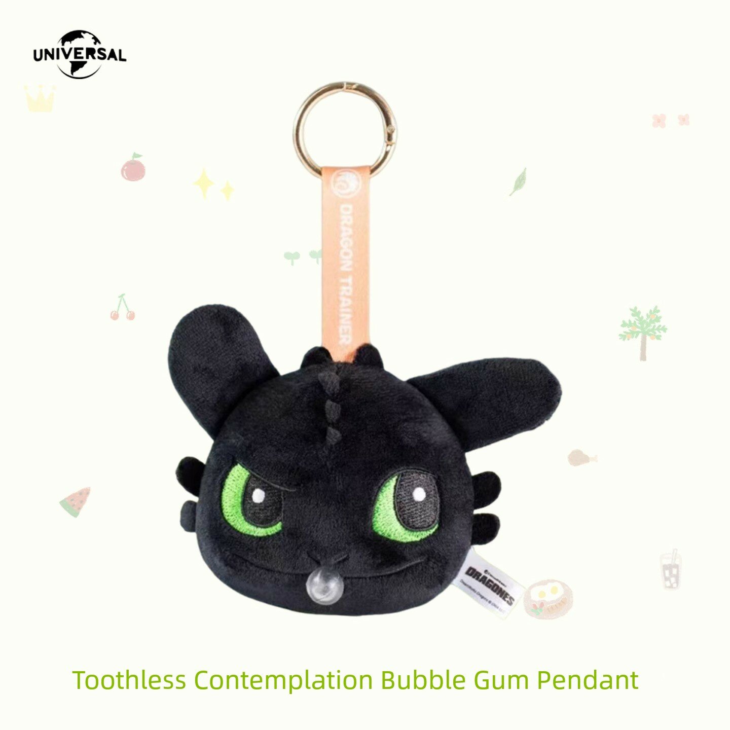 Официальный ключен 8 см Toothless с задумчивым выражением и жевательной резинкой, оранжевый цвет, мягкий эластичный