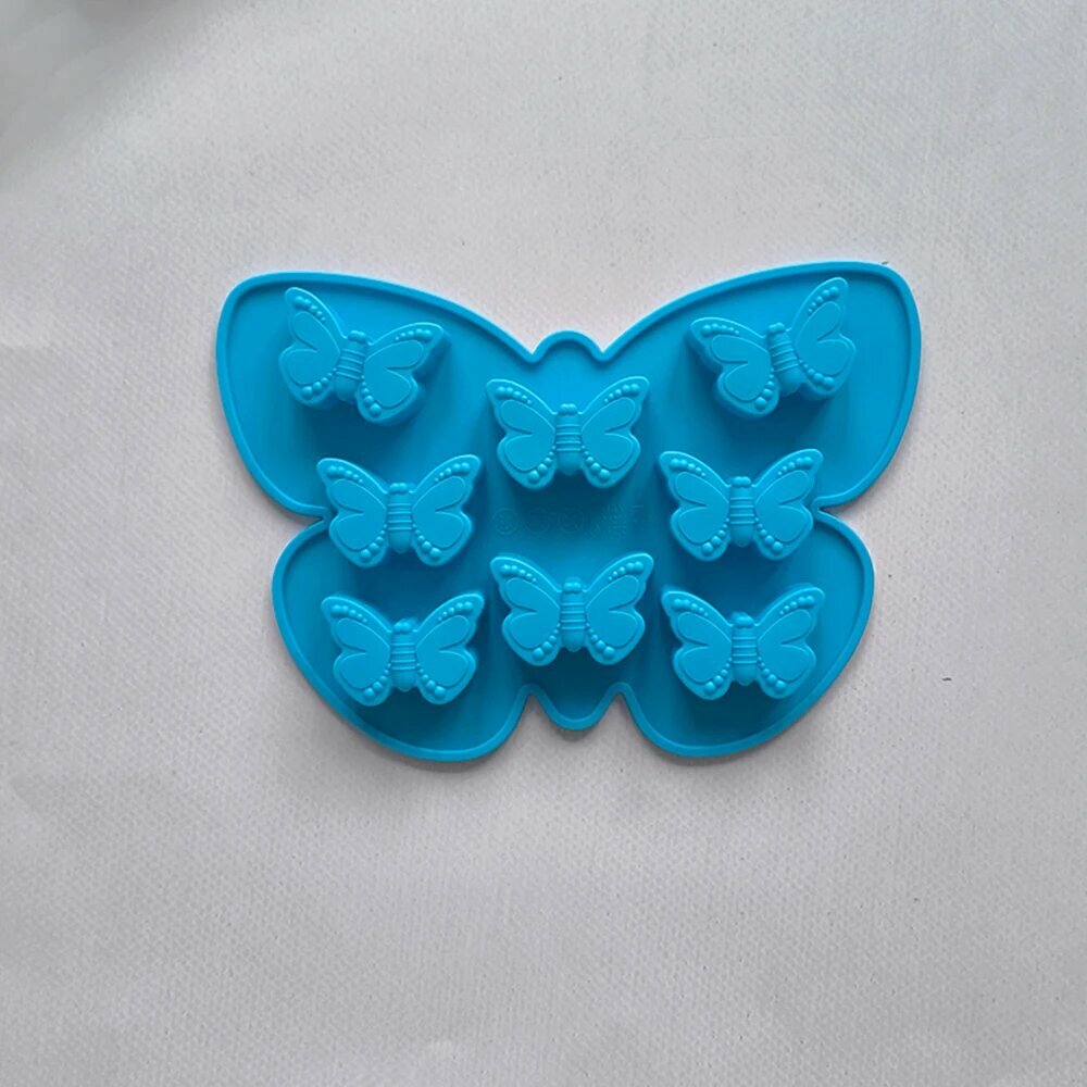 Силиконовая форма для выпечки бабочка, blue, 8 полостей