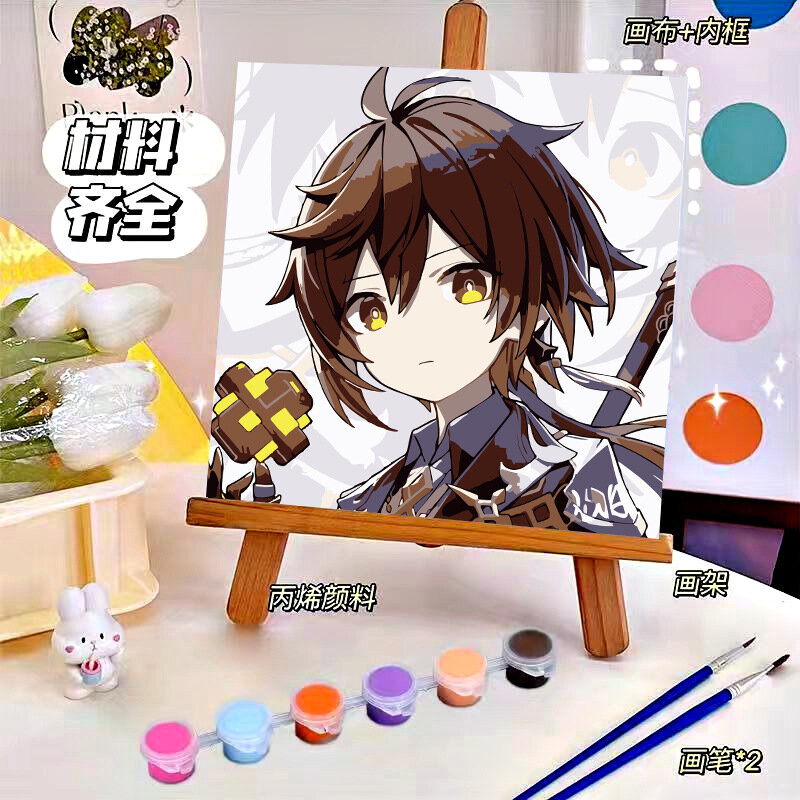 Цифровая картина маслом 20*20, аниме, раскраска маслом, ручная роспись маслом, декор для спальни.