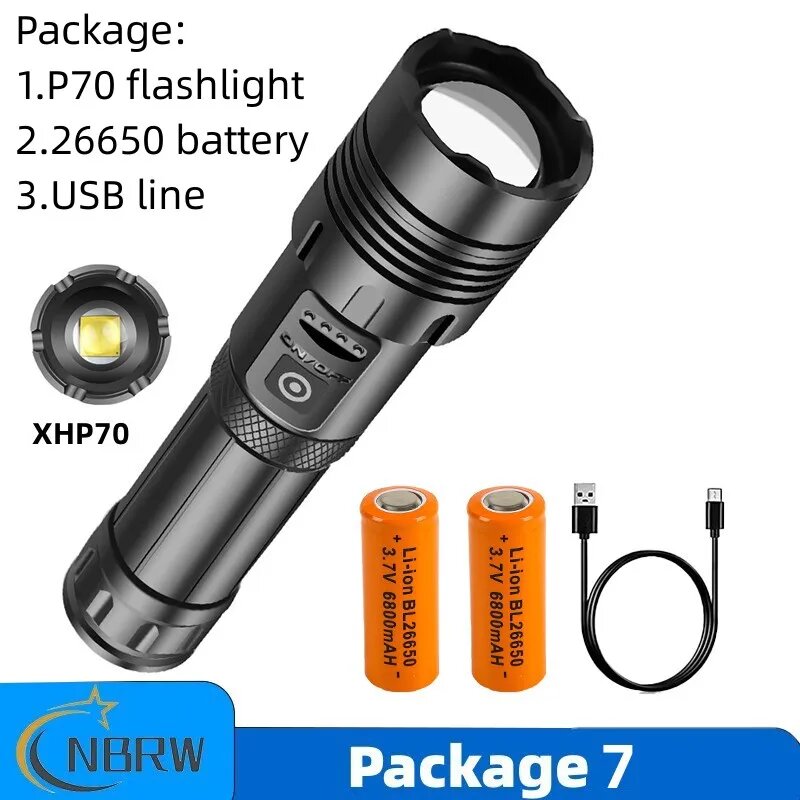 NBRW Масштабируемый водонепроницаемый фонарик 100000 люмен XHP70 26550