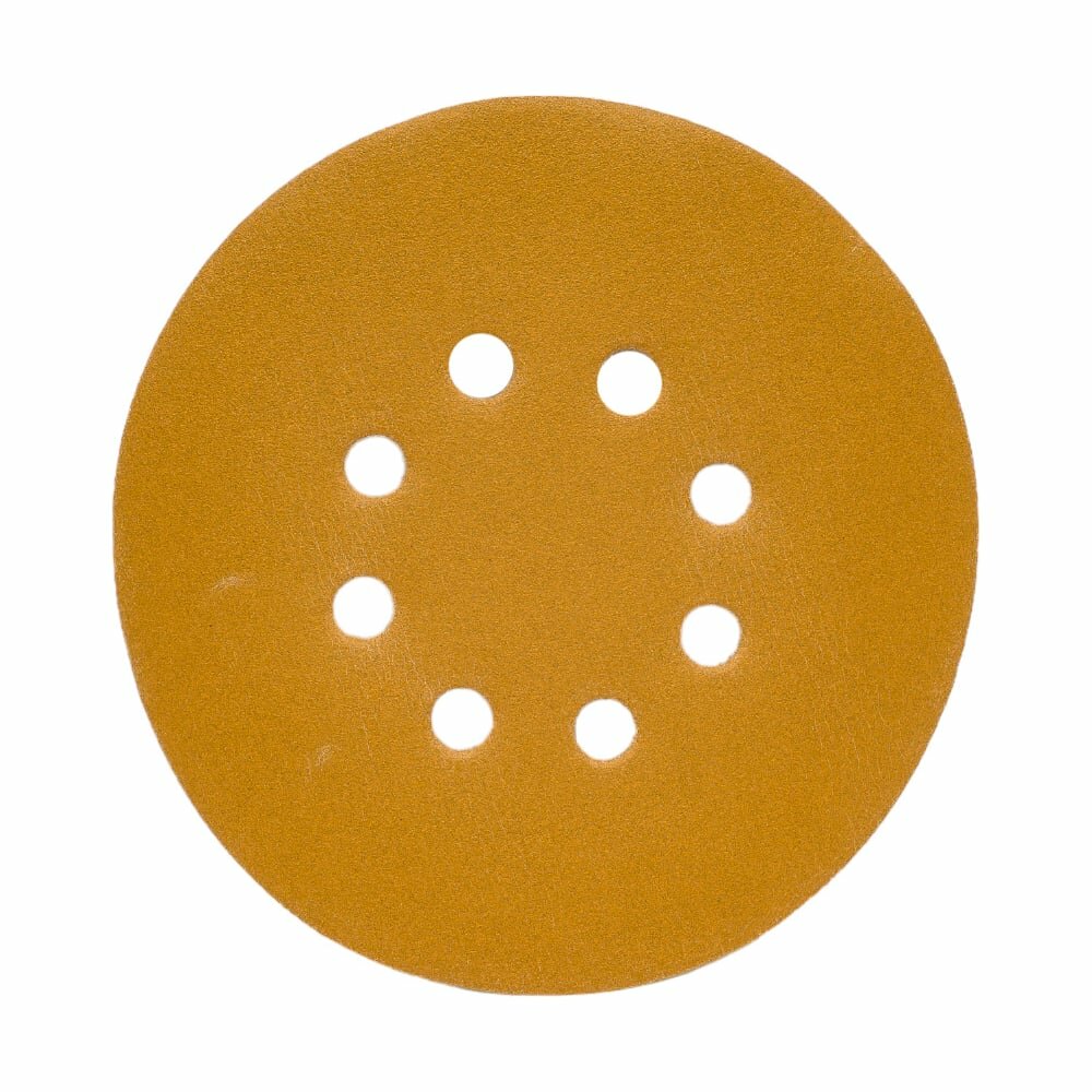 Диск абразивный с липучкой Sandpaper (yellow) 150 мм, 8 отверстий, P240, 5 шт BRUSHTEX 150Y8-240
