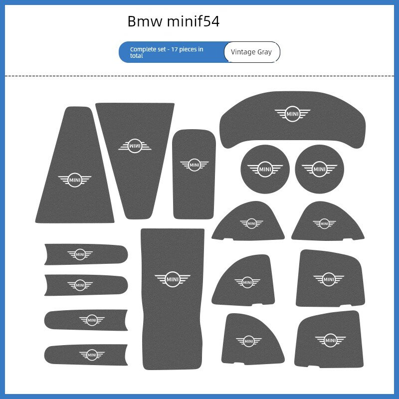 Набор ковриков для дверей автомобиля BMW Mini F54, винтажный серый, 17 шт. для интерьера Mini Cooper